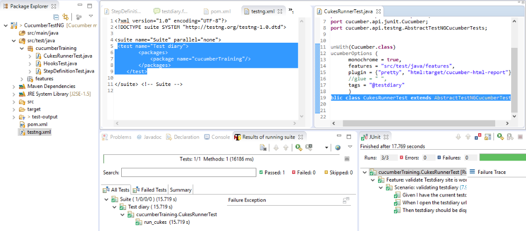 Cucumber jvm And TestNg Framework Test Diary